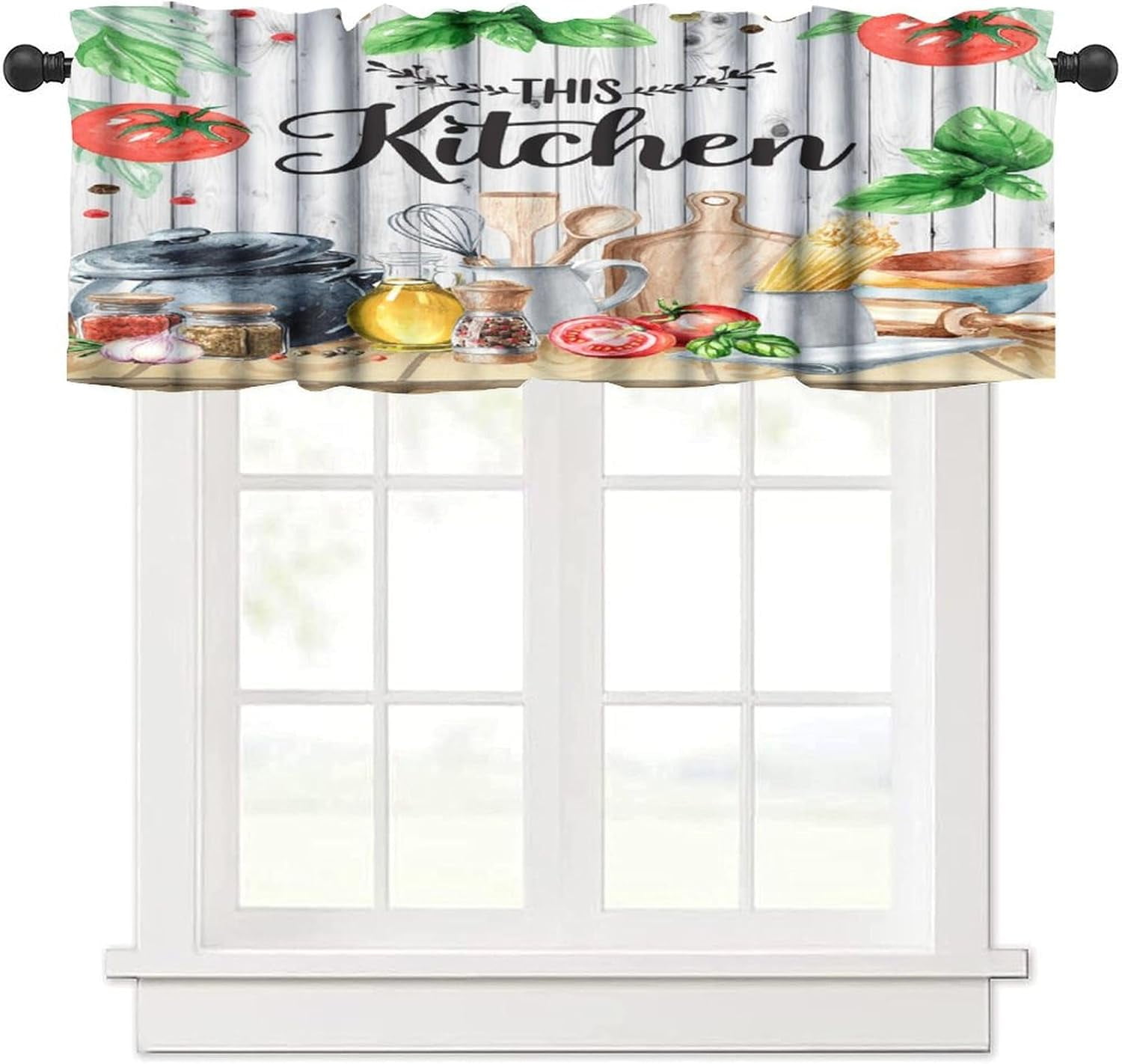 Rustic Food Kitchen Valances,Vintage Cooking Sign Kitchen Wall Decor ...