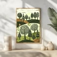 Rustic Forest Art Folk Art Linocut Trees Mid Century Modern Landscape ...