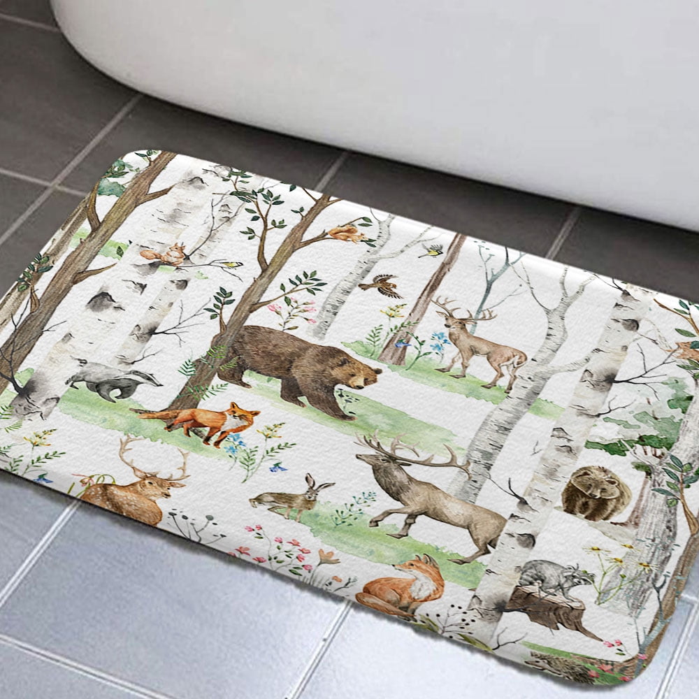 Rustic Forest Bathroom Rugs, Nature Forest Bathroom Rugs Set Rustic ...