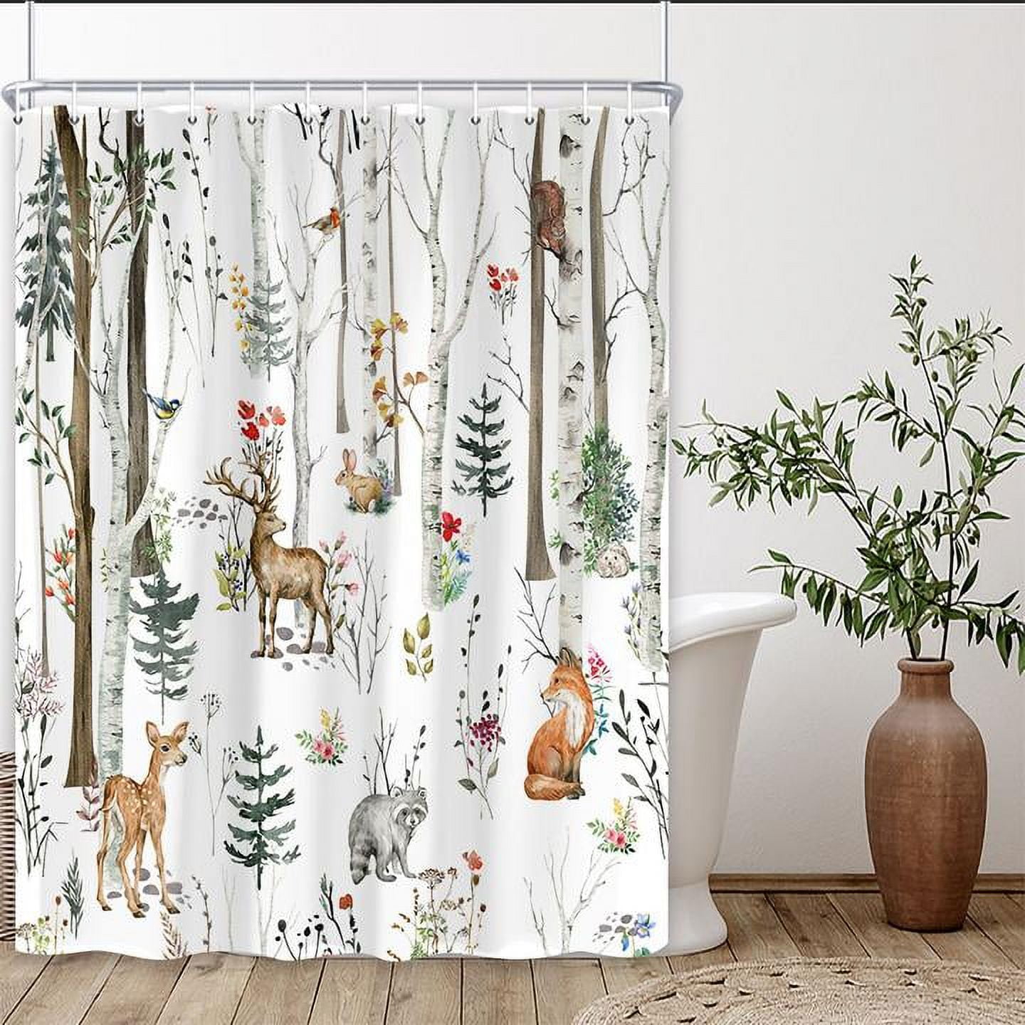 Rustic Forest Shower Curtain,Wild Animal Shower Curtain for Bathroom ...