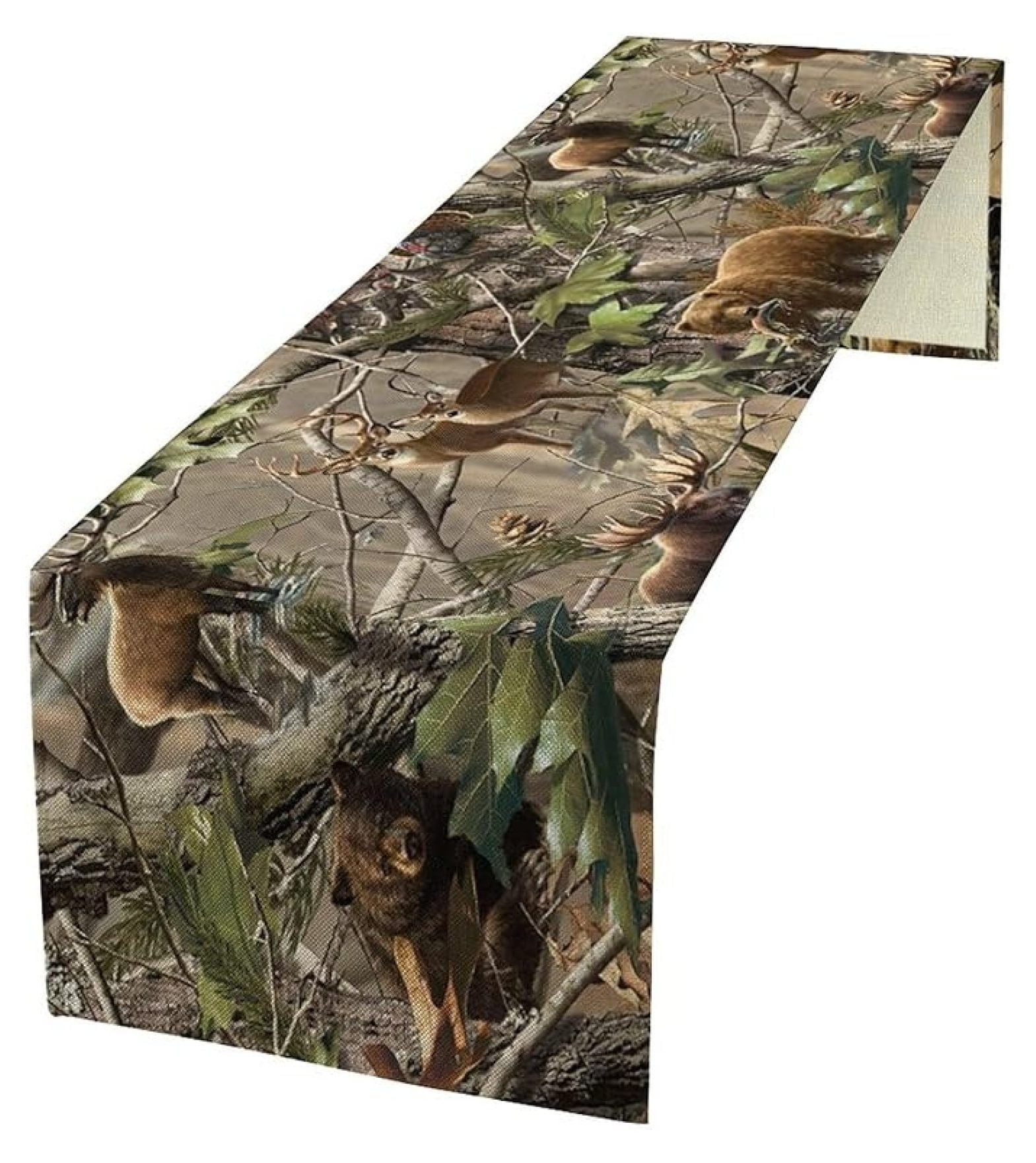 Rustic Forest Table Runner, Camouflage Hunting Tree Camo Deer Elk Bear ...