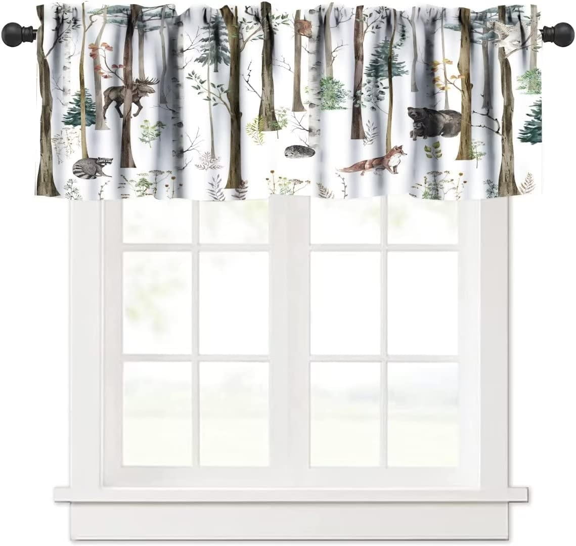 Rustic Forest Valance Curtain, Vintage Lodge Cabin Country Hunting Wild ...