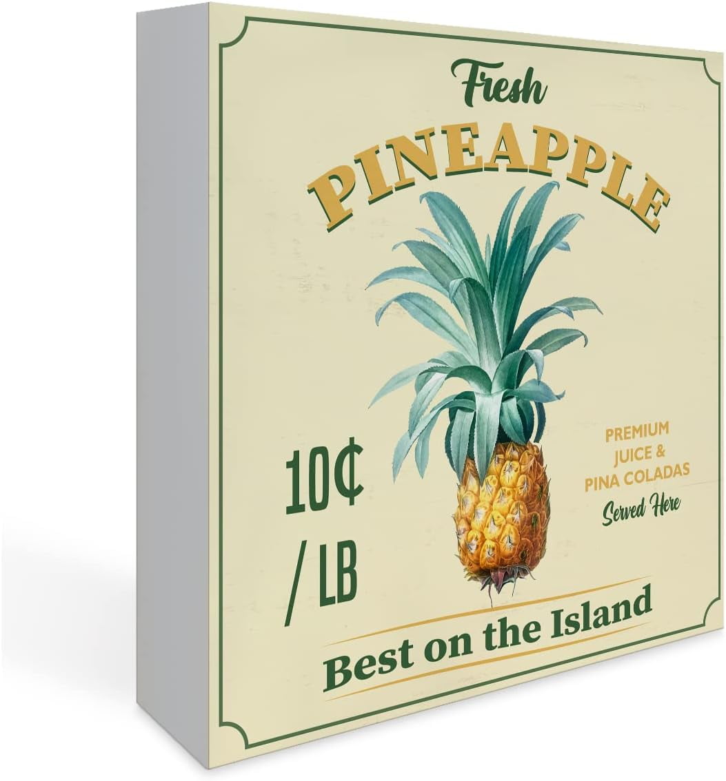Rustic Fresh Pineapple Wood Box Sign, Farmhouse Summer Artwork Decor ...