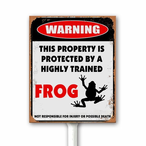 Rustic Frog Warning Sign, Beware Of Frog Yard Sign with Stake, 8 x 12 ...