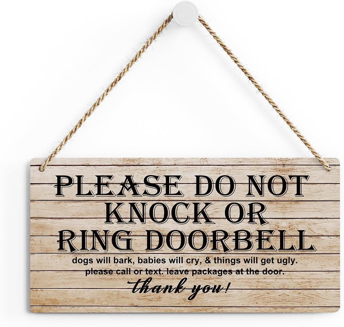 Rustic Front Door Wood Decor Sign, Please Do Not Knock or Ring Doorbell ...