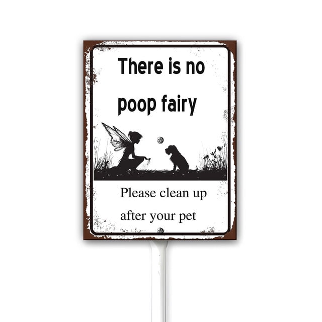 Rustic Funny Poop Fairy Yard Sign Dog Poop Yard Sign With Stake, No Dog ...