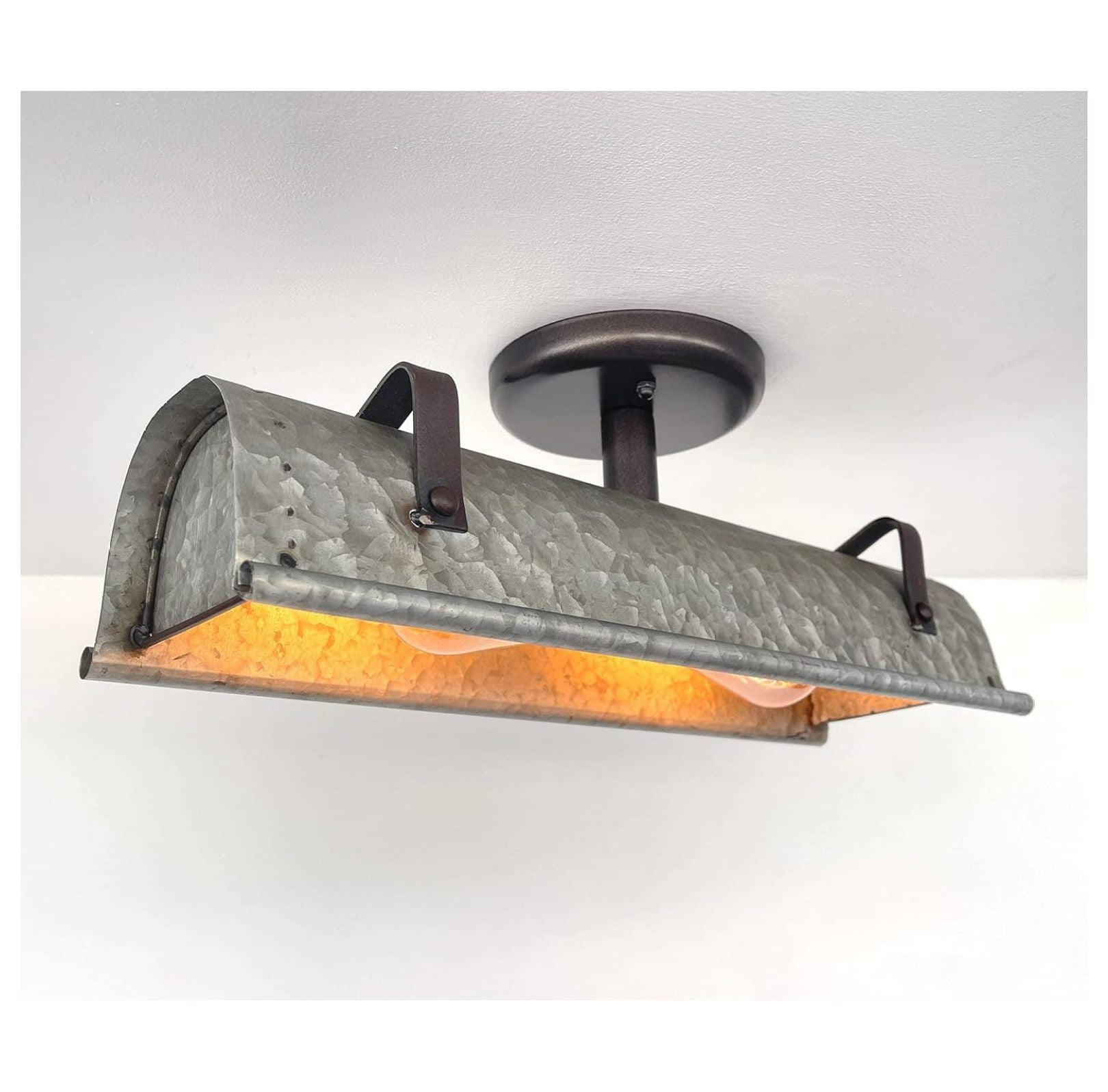 Rustic Galvanized Ceiling Light Fixture - Farmhouse Lighting Kitchen ...