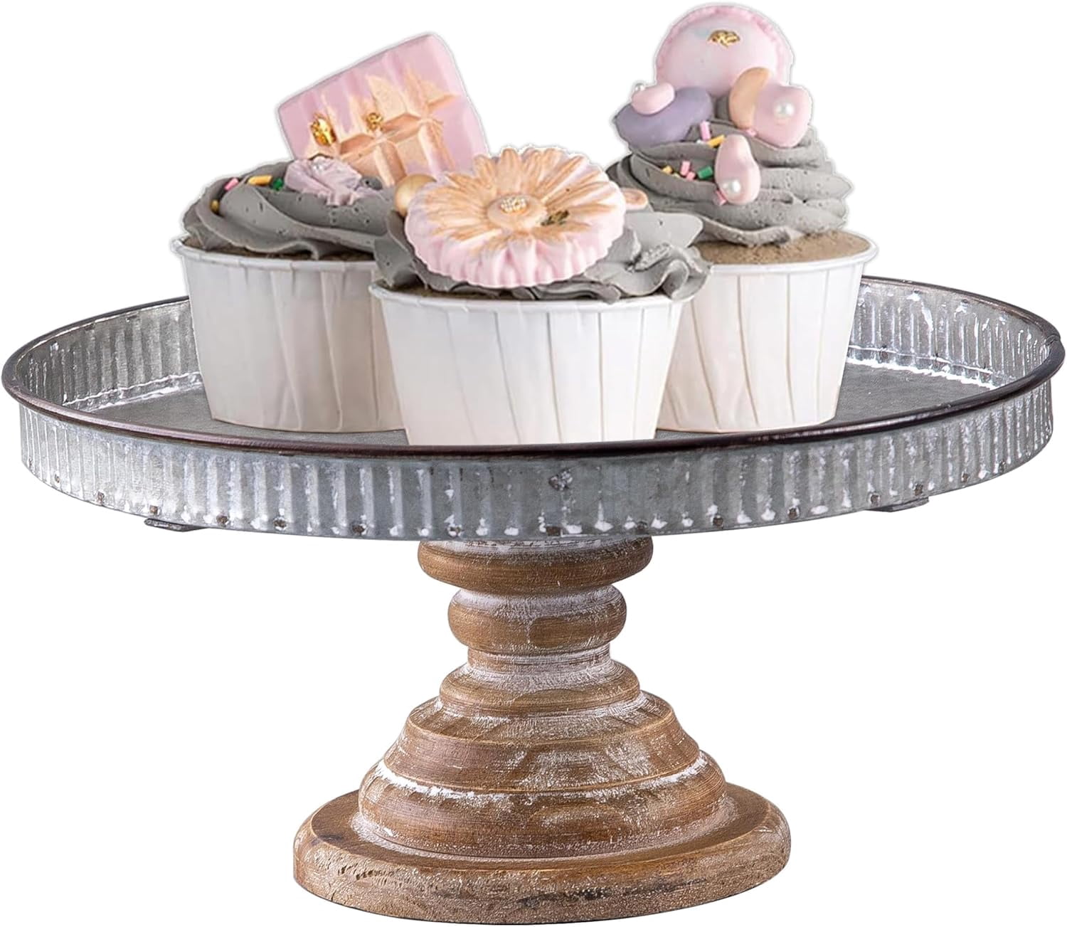 Rustic Galvanized Metal Cake Stand, Cupcake Stand Rustic Round Dessert ...