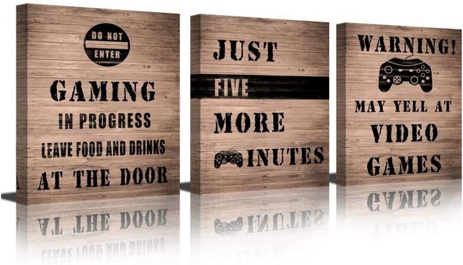 Rustic Gaming Themed Brown and Black Studio Game Room Wall Art Video ...