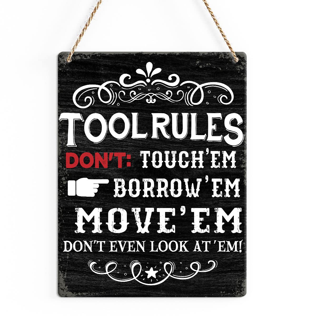 Rustic Garage Wood Decor EC36 Sign, Tool Rules Printed Wood Sign Wall ...