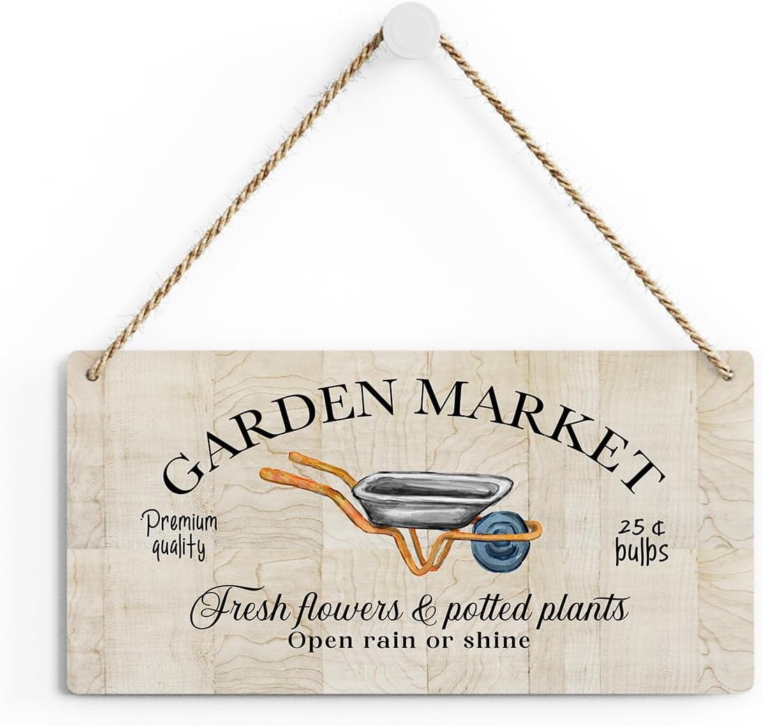 Rustic Garden Market Wood Decor Sign, Farmhouse Garden Market Printed ...