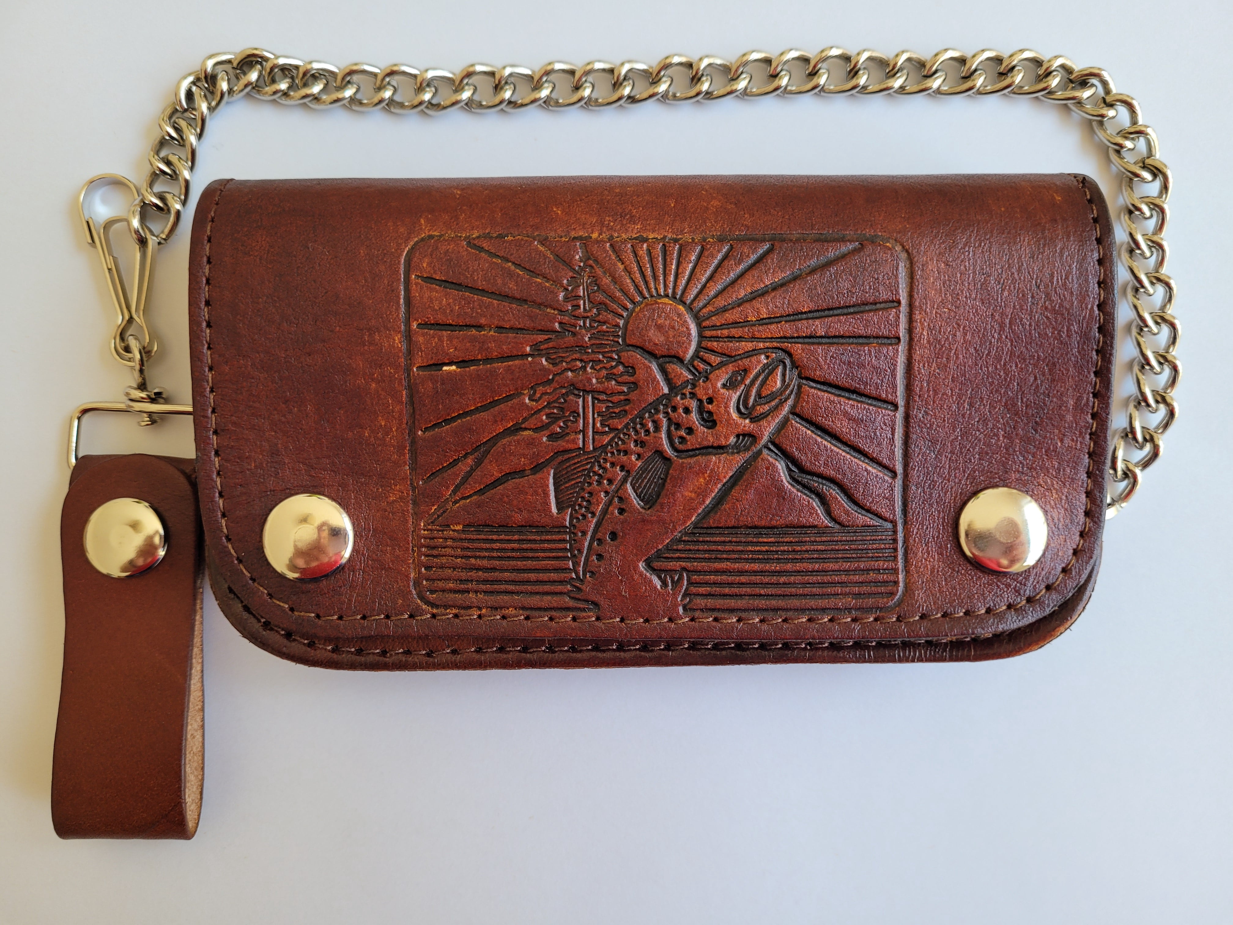 Rustic Genuine Leather Biker Wallet W/ Chain Bi-Fold Trucker Wallet ...