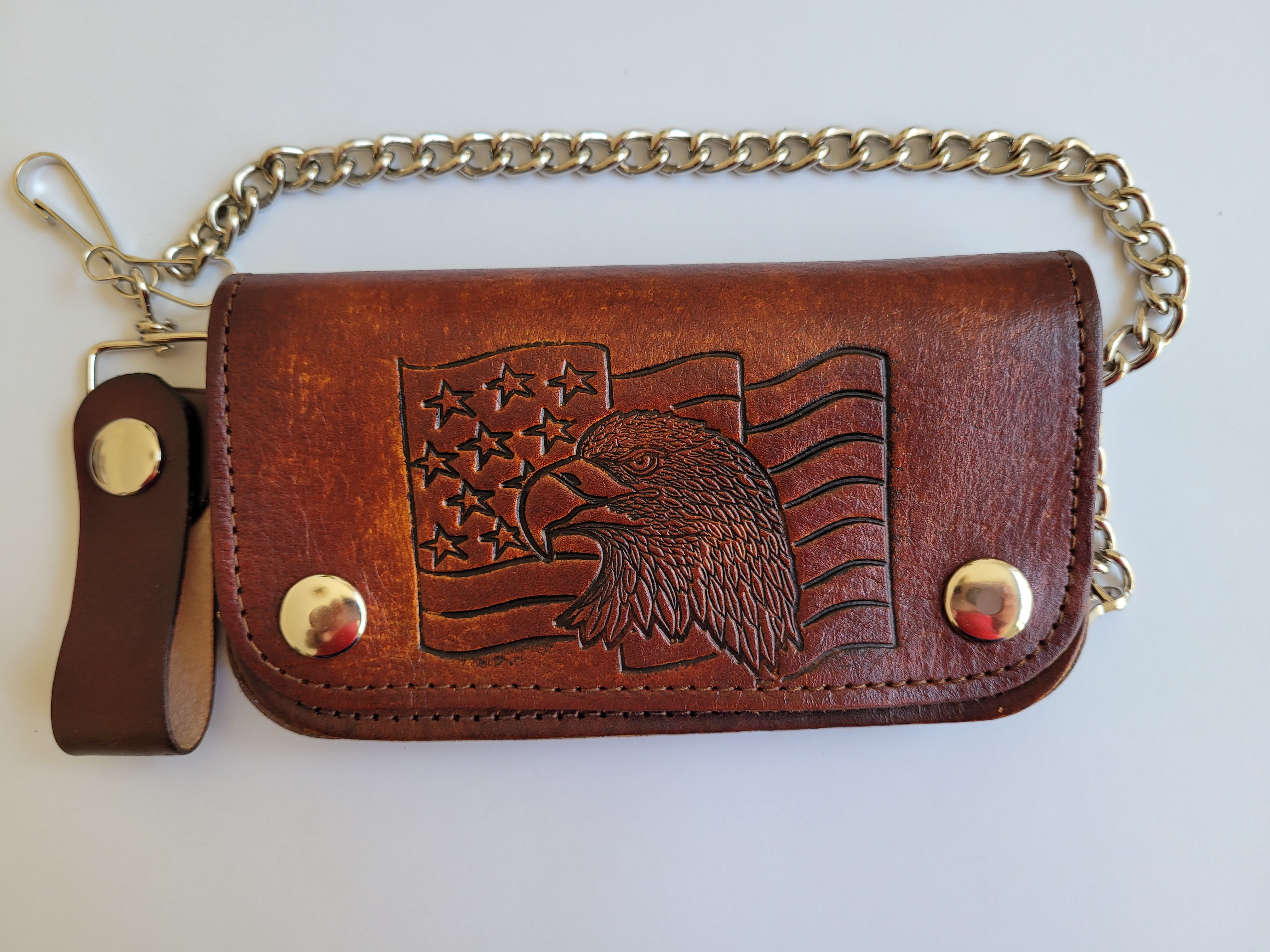 Rustic Genuine Leather Biker Wallet With Chain Bi-Fold Trucker Wallet ...
