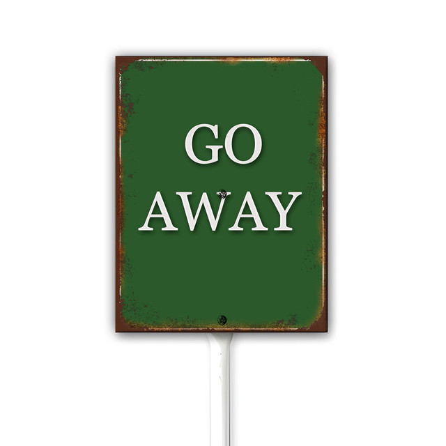 Rustic Go Away Aluminum Sign Funny Yard Signs, Unwelcome Lawn Signs ...