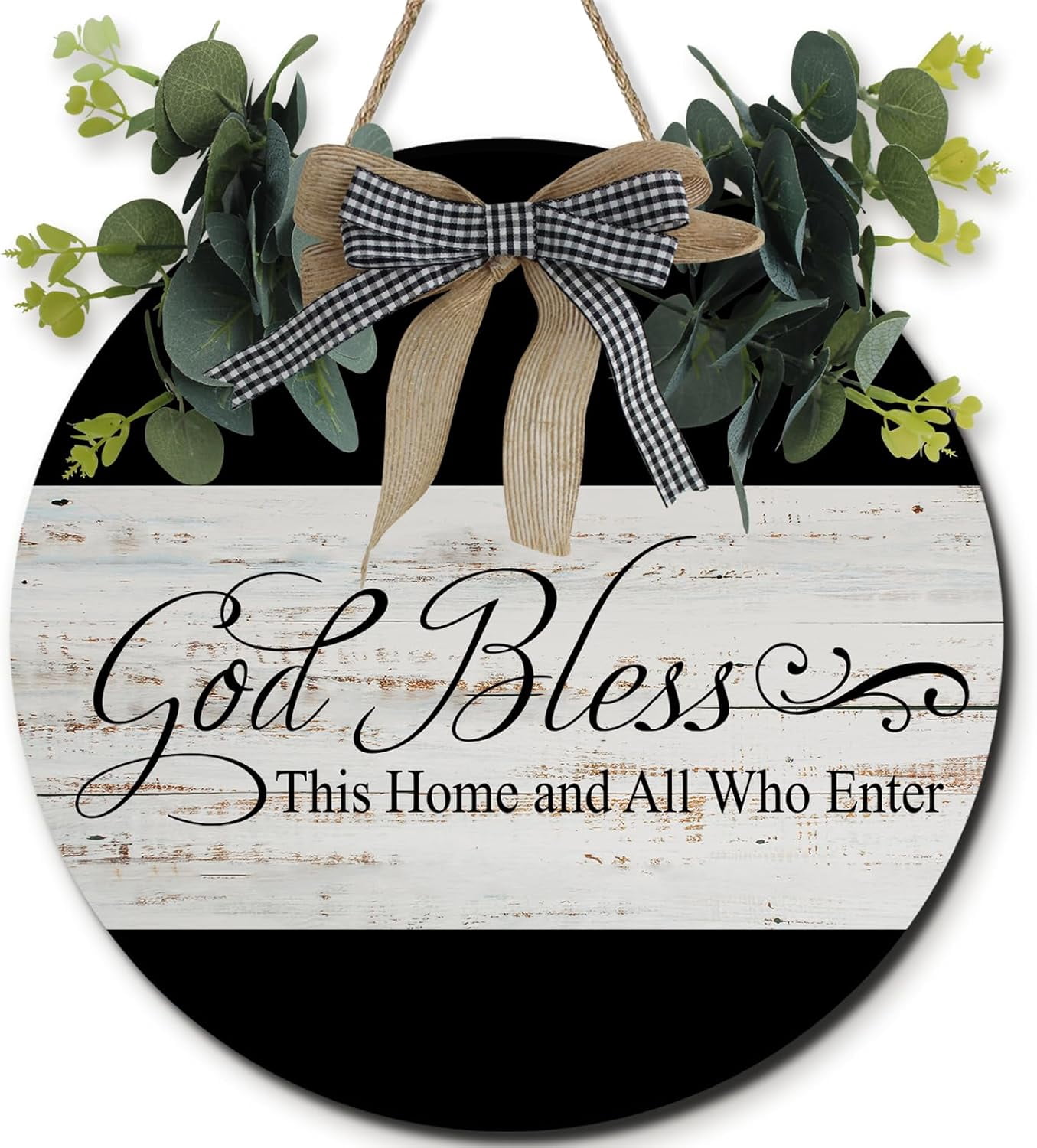 Rustic God Bless This Home And All Who Enter Door Sign, Family Wreaths ...