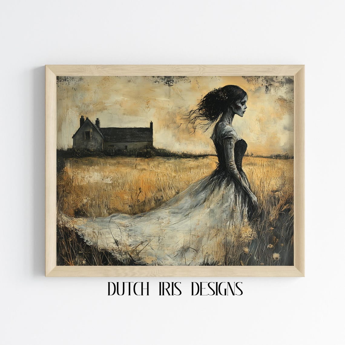 Rustic Gothic Ghost Bride In Field, Vintage Macabre Art, Grotesque ...