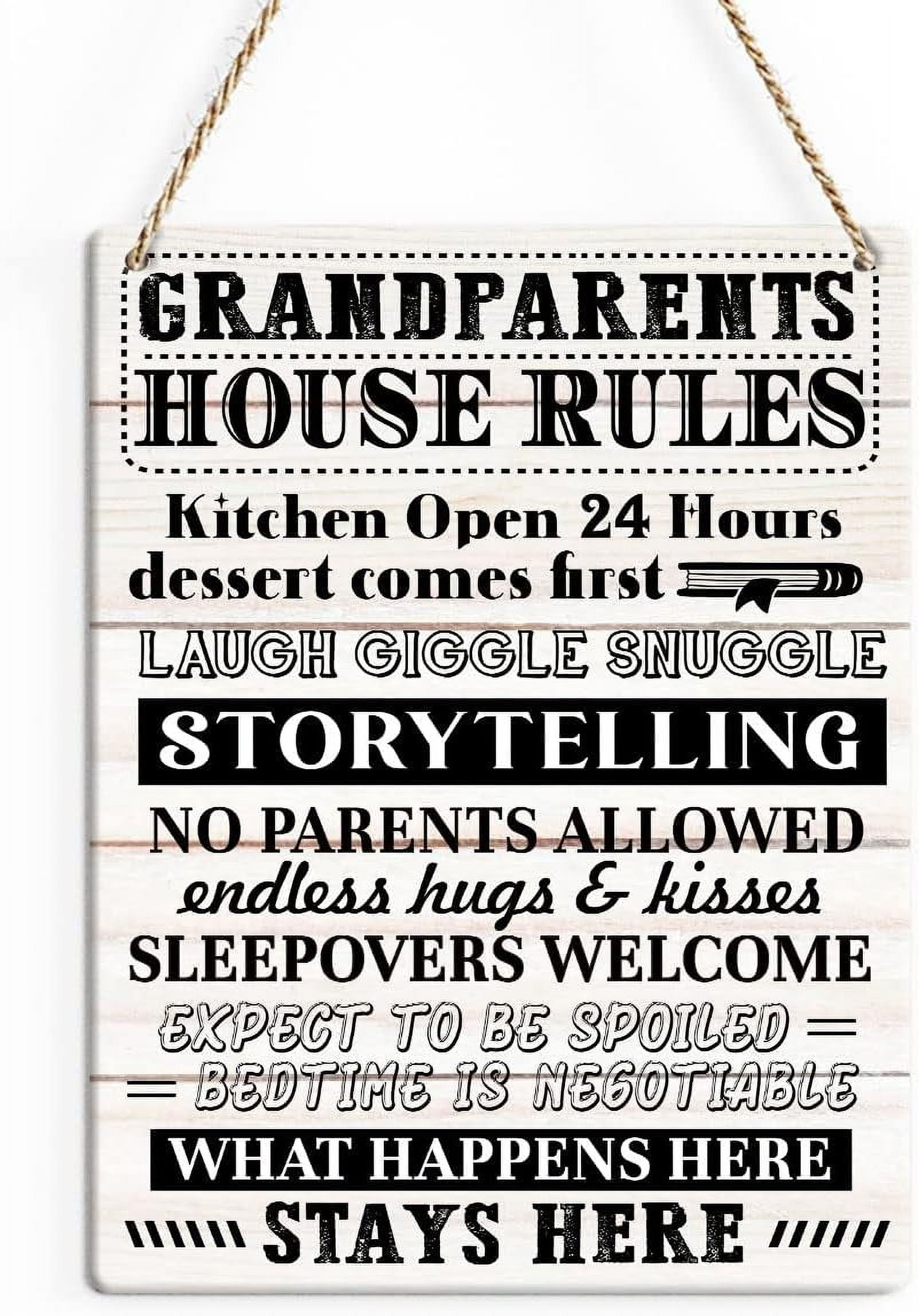 Rustic Grandparents' House Rules Wood Decor Sign, Kitchen Open 24 Hours ...