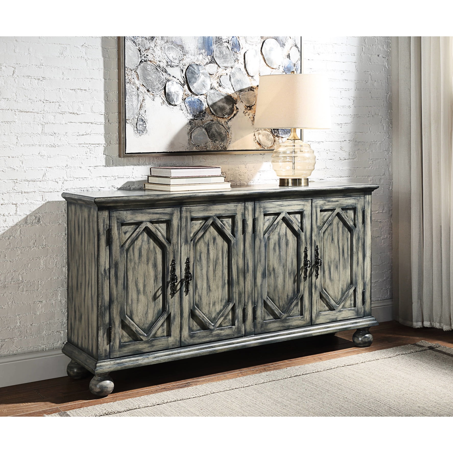 Rustic Gray Finish - Four Shelves for Organization - Hallway Decor - KD ...