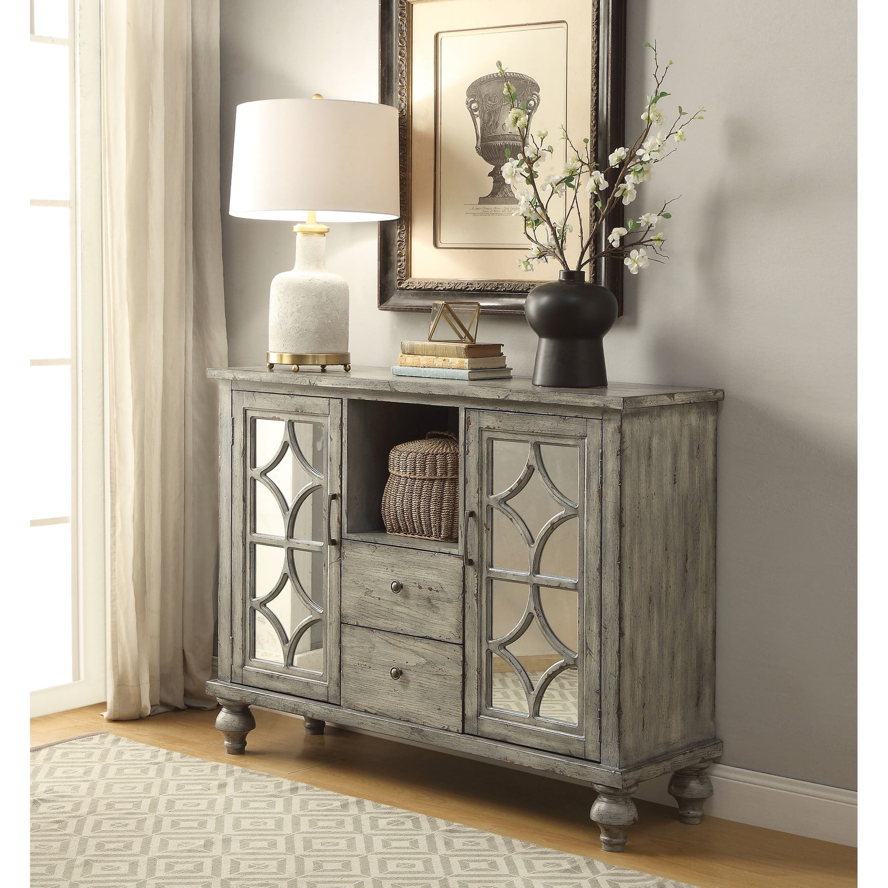 Rustic Gray Finish, Two Doors - Console Table Blending Charm and ...