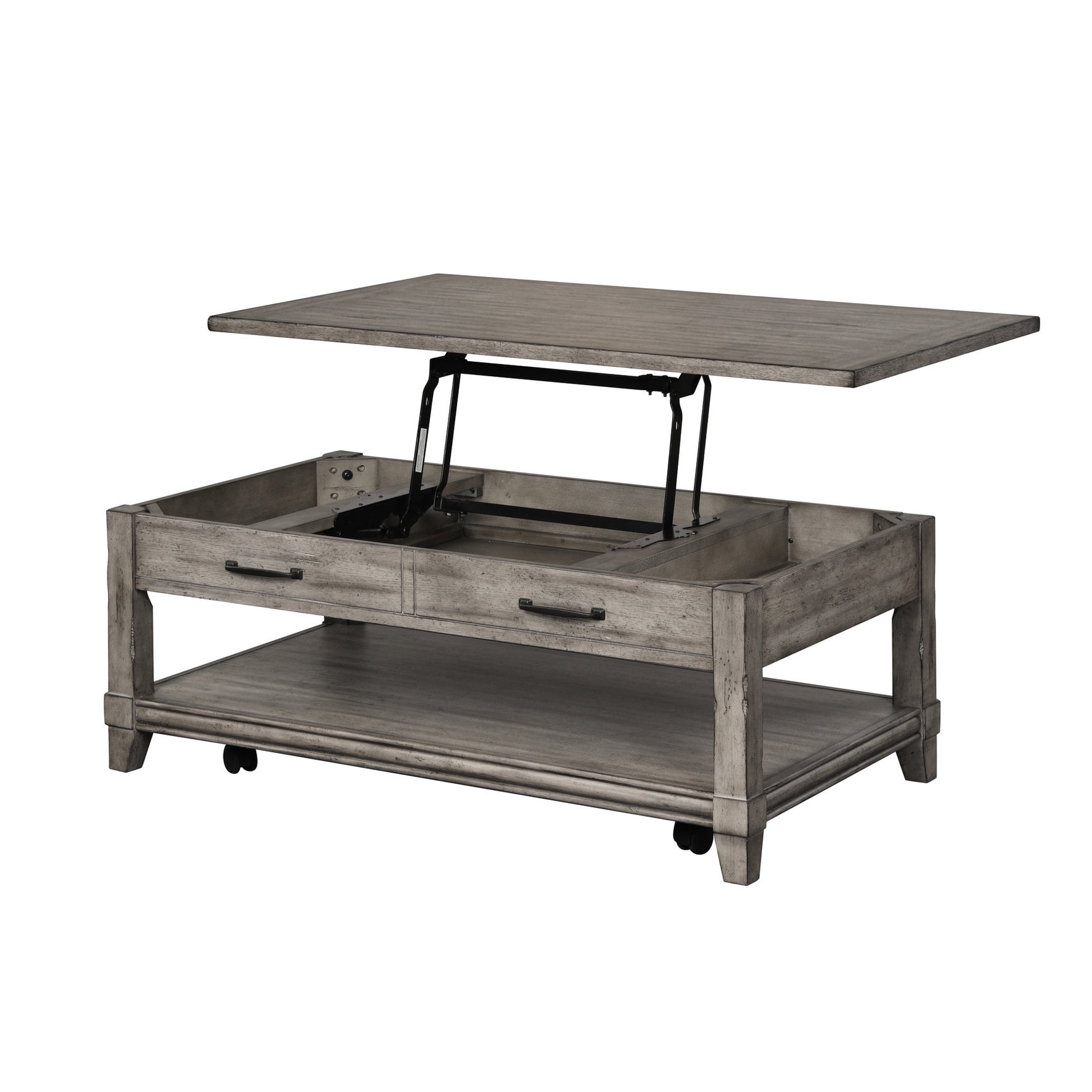 Rustic Gray Lift Top Table - Casters for Flexible Movement and Storage ...