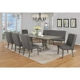 Rustic Gray Wood 7pc Dining Set with Table and Gray Linen Chairs and ...