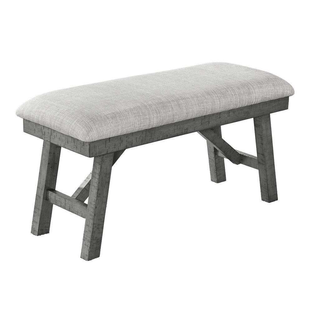 Rustic Gray Wood Linen Upholstered Dining Bench Seats up to 2 - Walmart.com