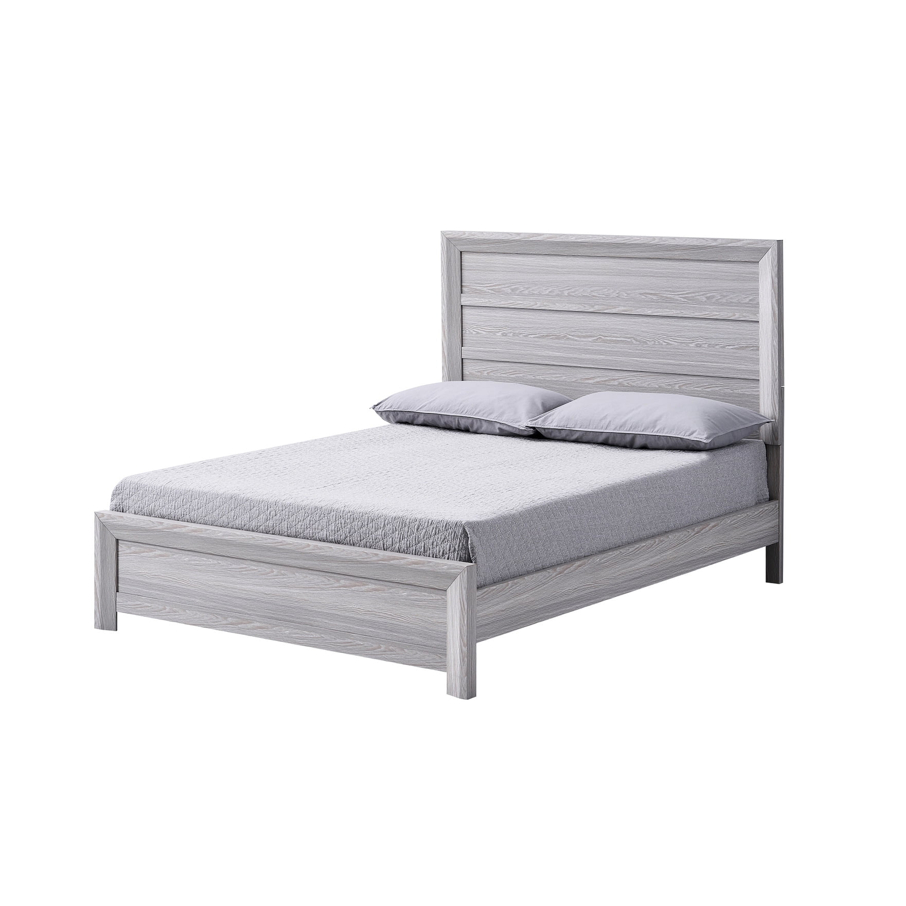 Rustic Gray Wood Queen Size Bed With Contemporary Headboard And Strong ...