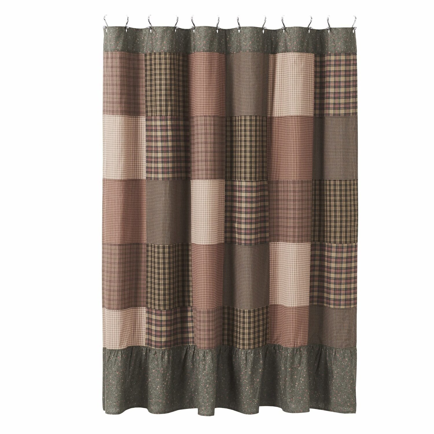 Rustic Green Patchwork Shower Curtain - 72x72 Farmhouse Chic - Walmart.com