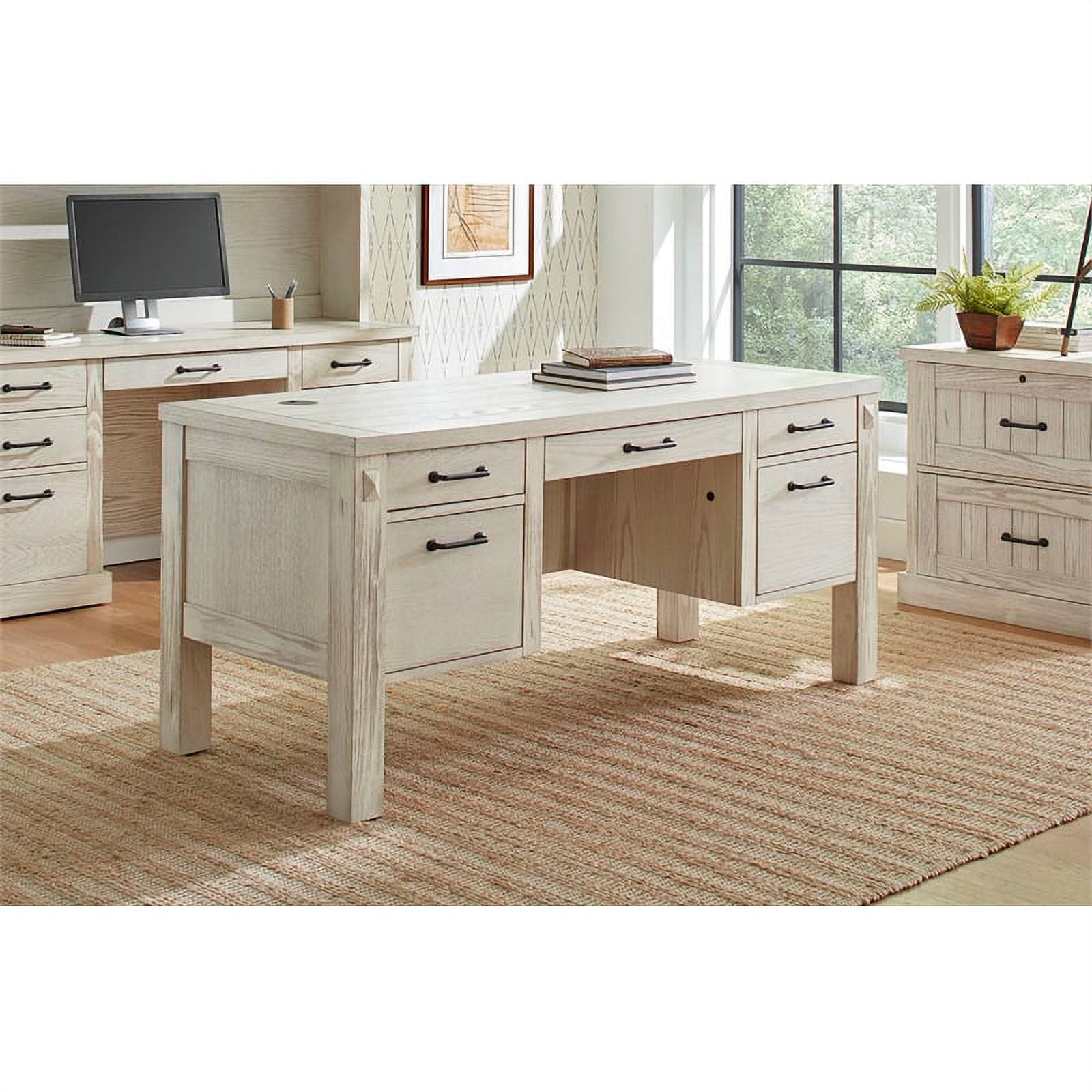 Rustic Half Pedestal Desk Wood Office Writing Table Fully Assembled ...