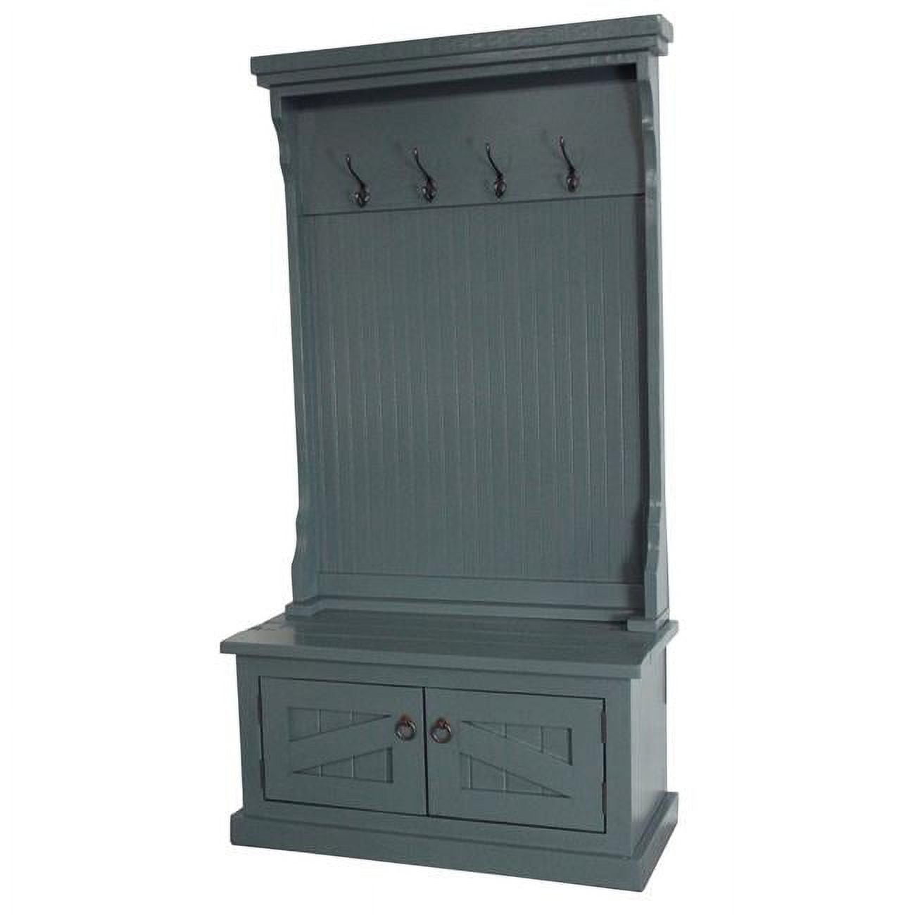 Rustic Hall Tree Top & Plain Base with 17 in. Storage Bench, Aquamarine ...
