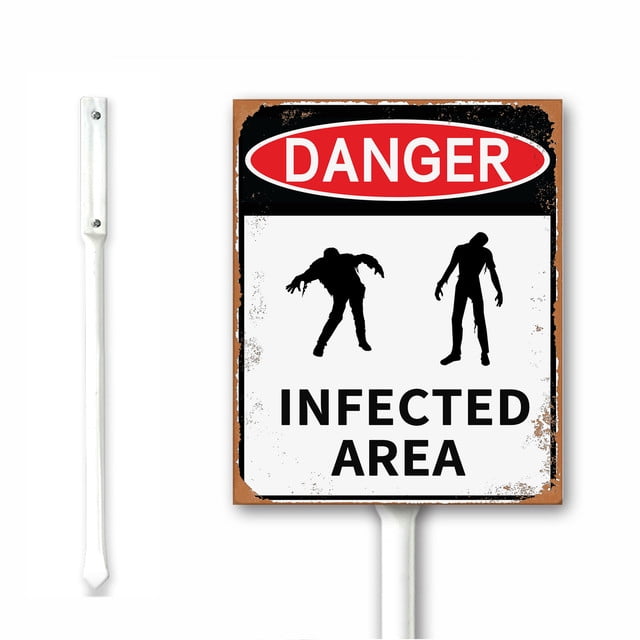 Rustic Halloween Warning Sign Infected Area Halloween Metal Sign ...