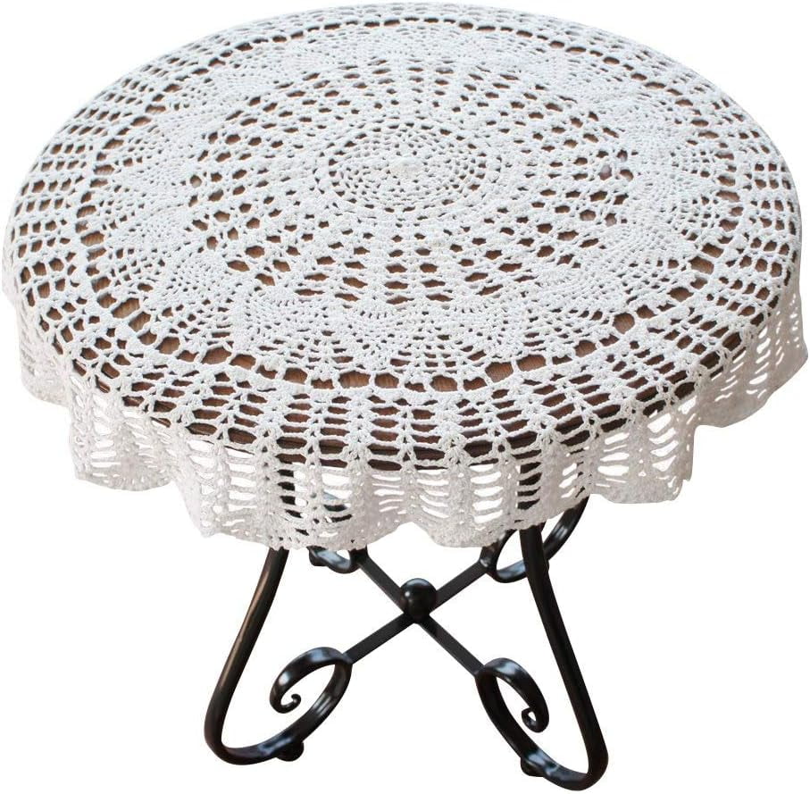 Rustic Handmade Crochet Cotton Round Tablecloth, Doily for Coffee Table ...