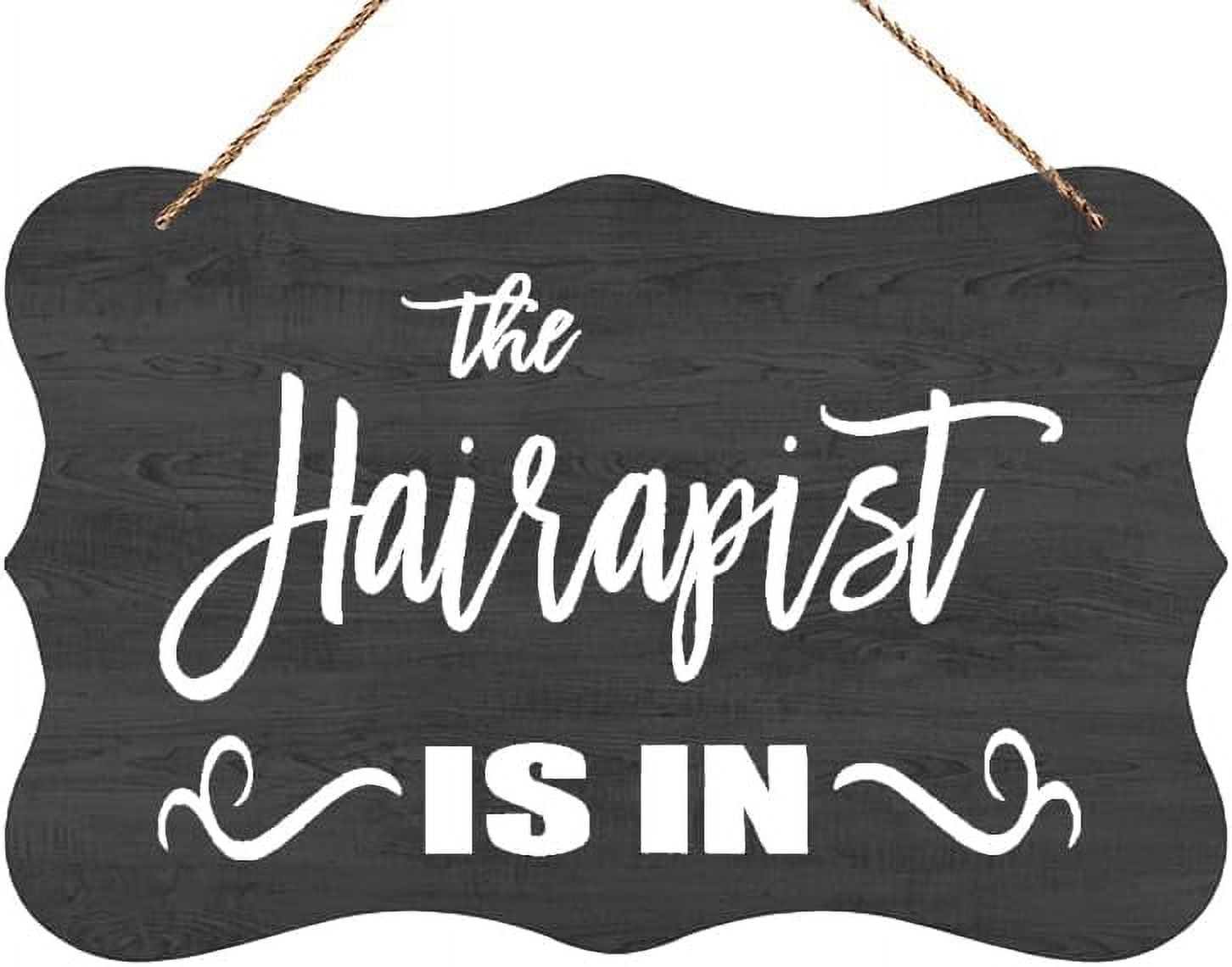 Rustic Hanging Wood Sign The Hairapist Is In Sign Wood Hair Dresser ...