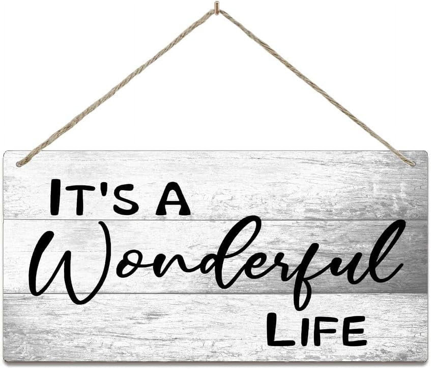 Rustic Hanging Wood Sign It'S A Wonderful Life Wood Plaque Door Sign ...