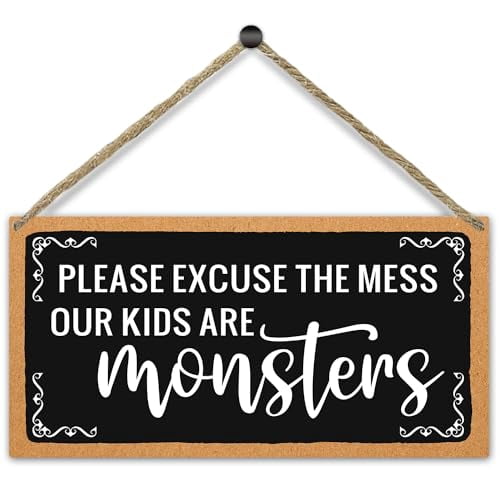 Rustic Hanging Wood Sign for Kitchen, Please Excuse the Mess Our Kids ...