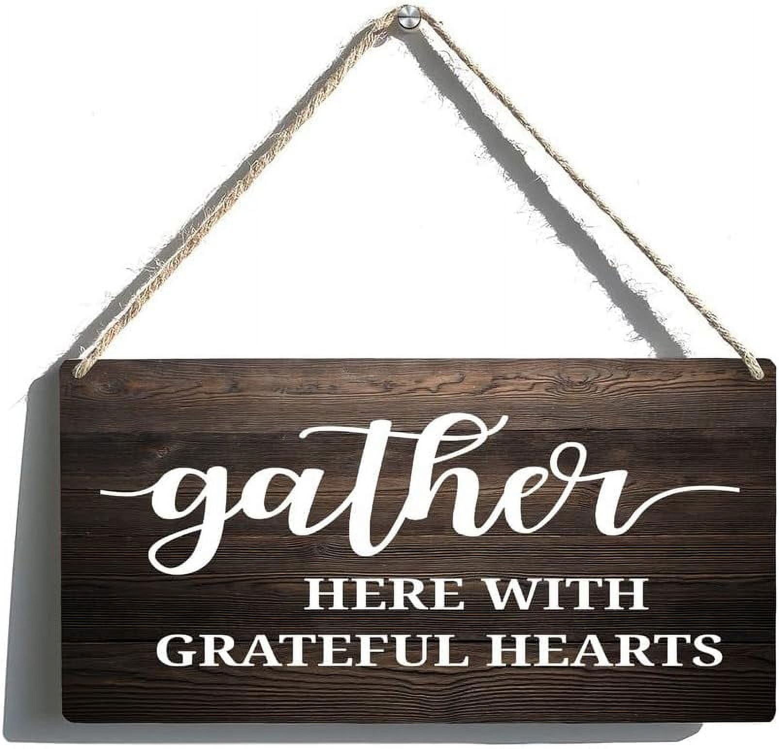 Rustic Hanging Wooden Sign Gather Here With Grateful Hearts Wooden Sign ...