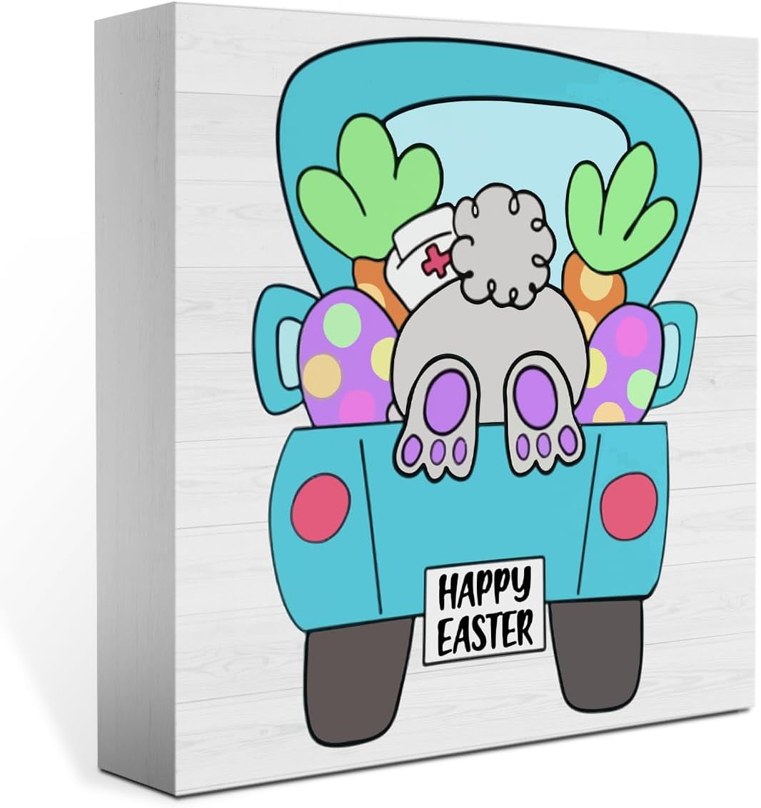 Rustic Happy Easter Farmhouse Tiered Tray Decoration Home Office Desk ...