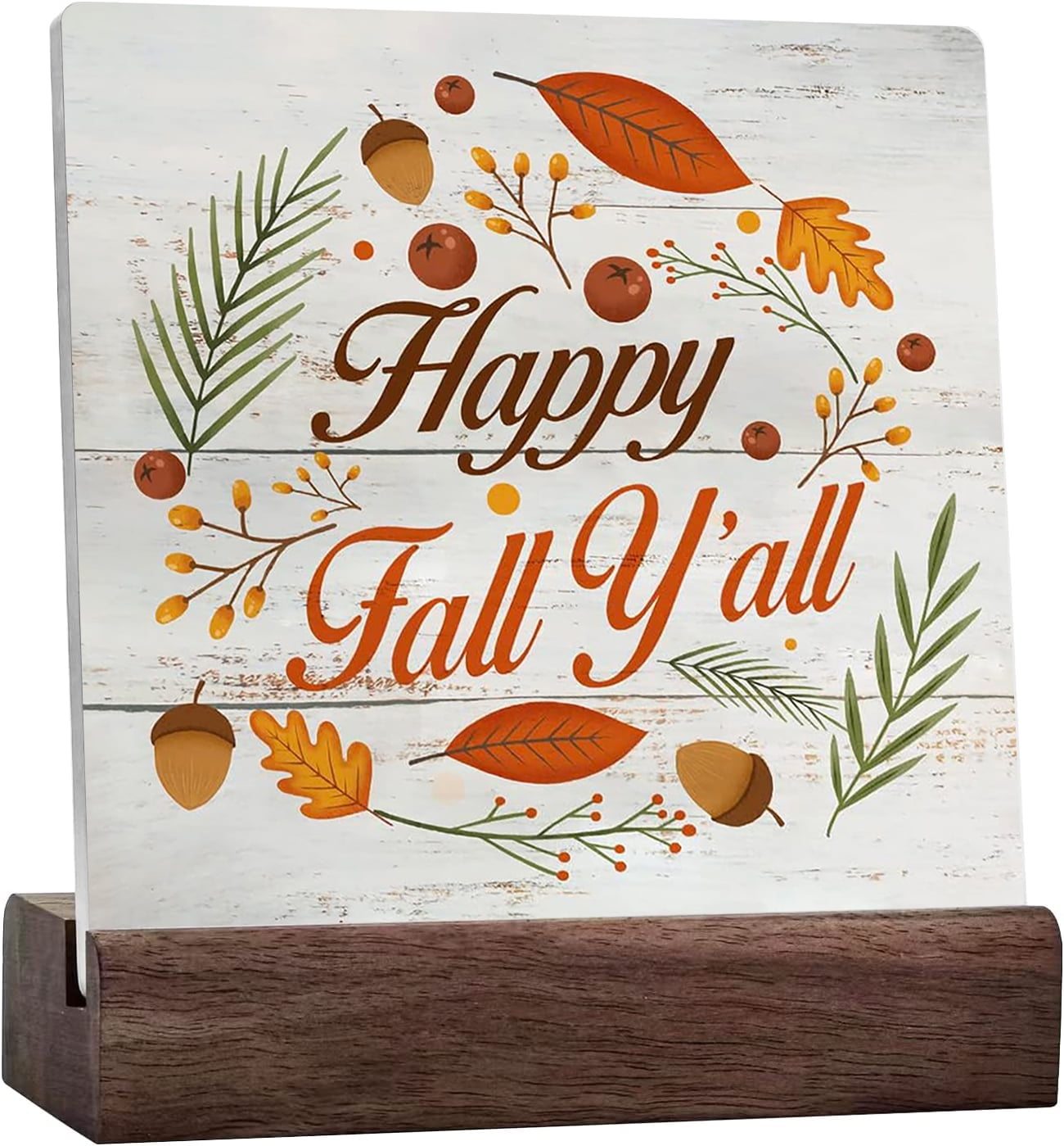 Rustic Happy Fall Y'All Sign Fall Autumn Ceramic Table Sign Halloween ...
