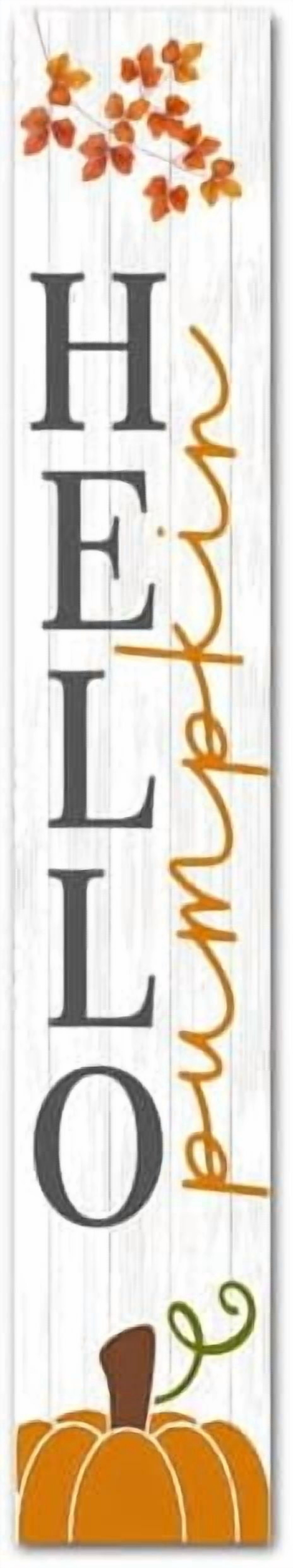 Rustic Hello Pumpkin Vertical Signs Hanging Wooden Welcome Vertical ...