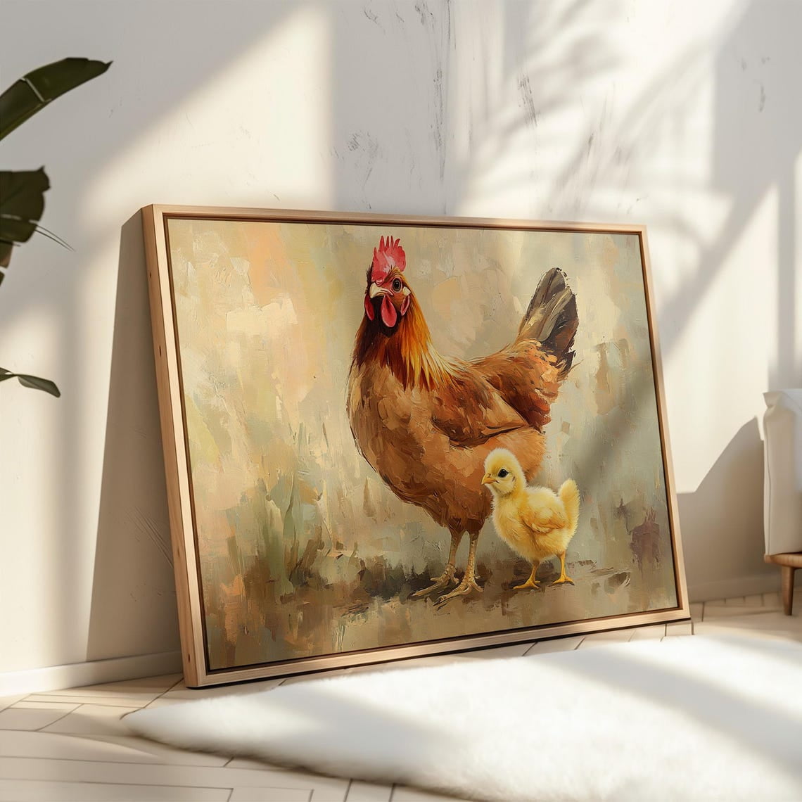 Rustic Hen And Chick Painting – Farmhouse Animal Art Print For Cozy ...