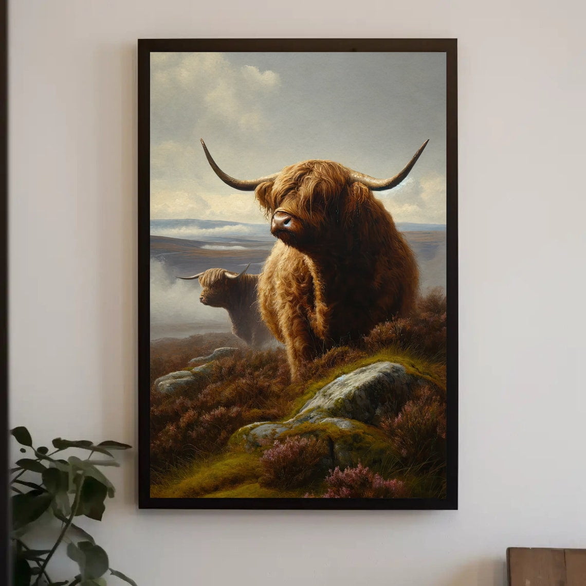 Rustic Highland Cow Canvas Art & Poster - Cozy Farmhouse Charm ...