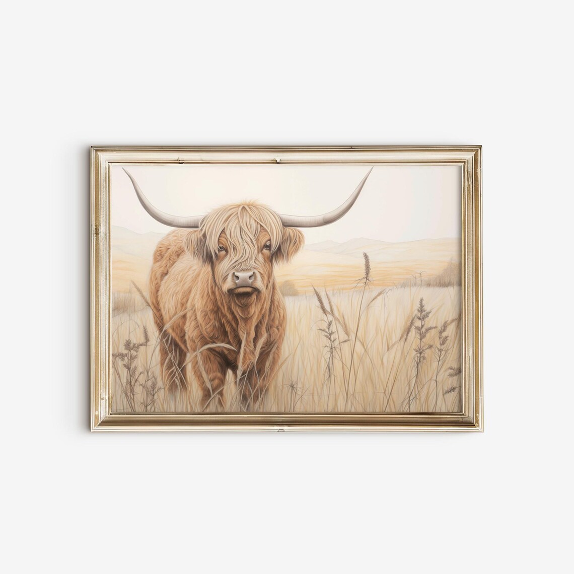 Rustic Highland Cow Nursery Wall Art, Scottish Highland Cow, Country ...