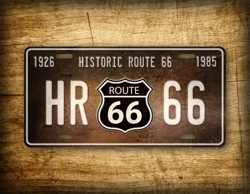 Rustic Historic Route 66 License Plate 1926-1985 Mother Road HR 66 Auto ...