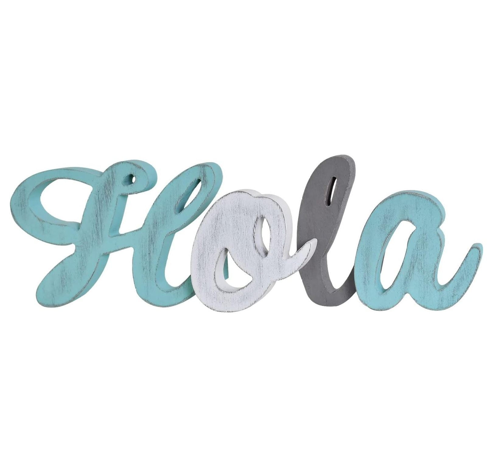 Rustic Hola Wood Sign Home Decor Decorative Letter Word Sign Wall ...