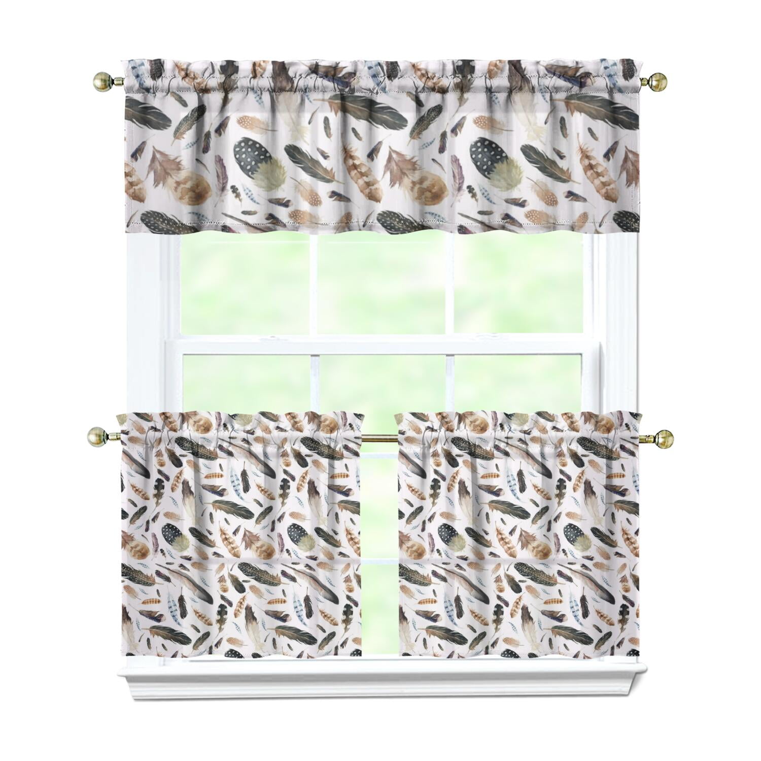 Rustic Home Accents Curtains - 3 PCS Farmhouse Style, 54" Valance + 2 ...