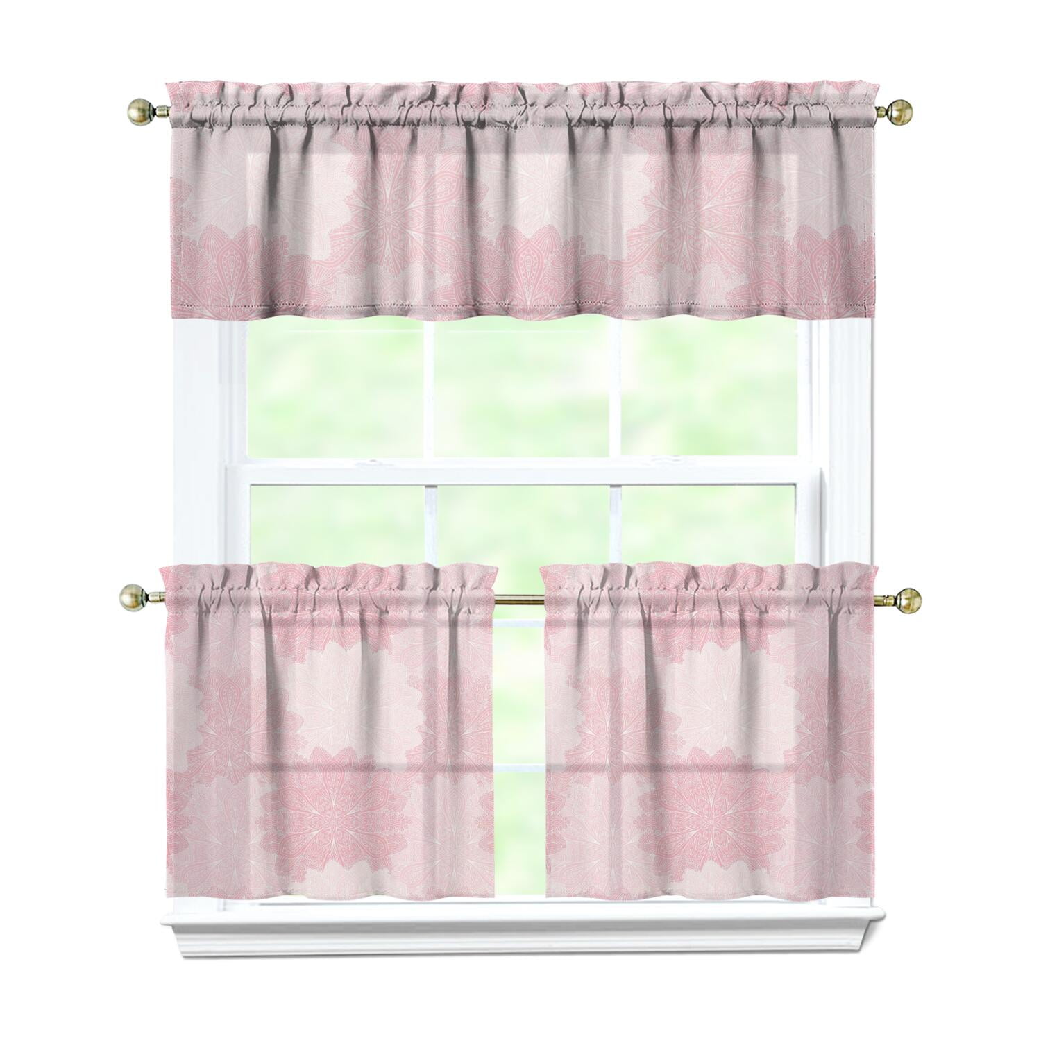 Rustic Home Decor Curtains Set - Artistic Earthy Tones, 3-Pack Tier ...