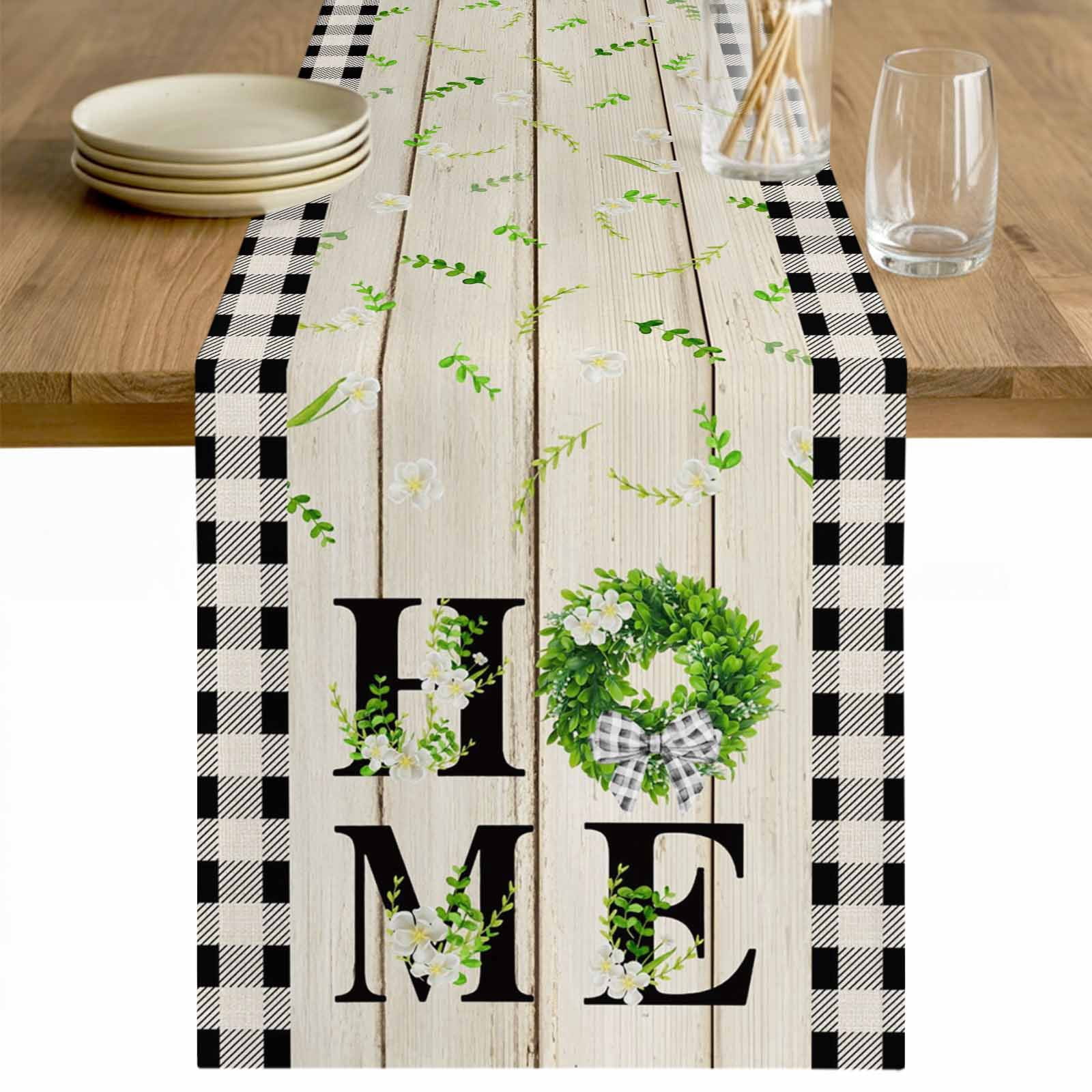 Rustic Home Table Runner - 108 Inch Long Eucalyptus Leaves Floral ...