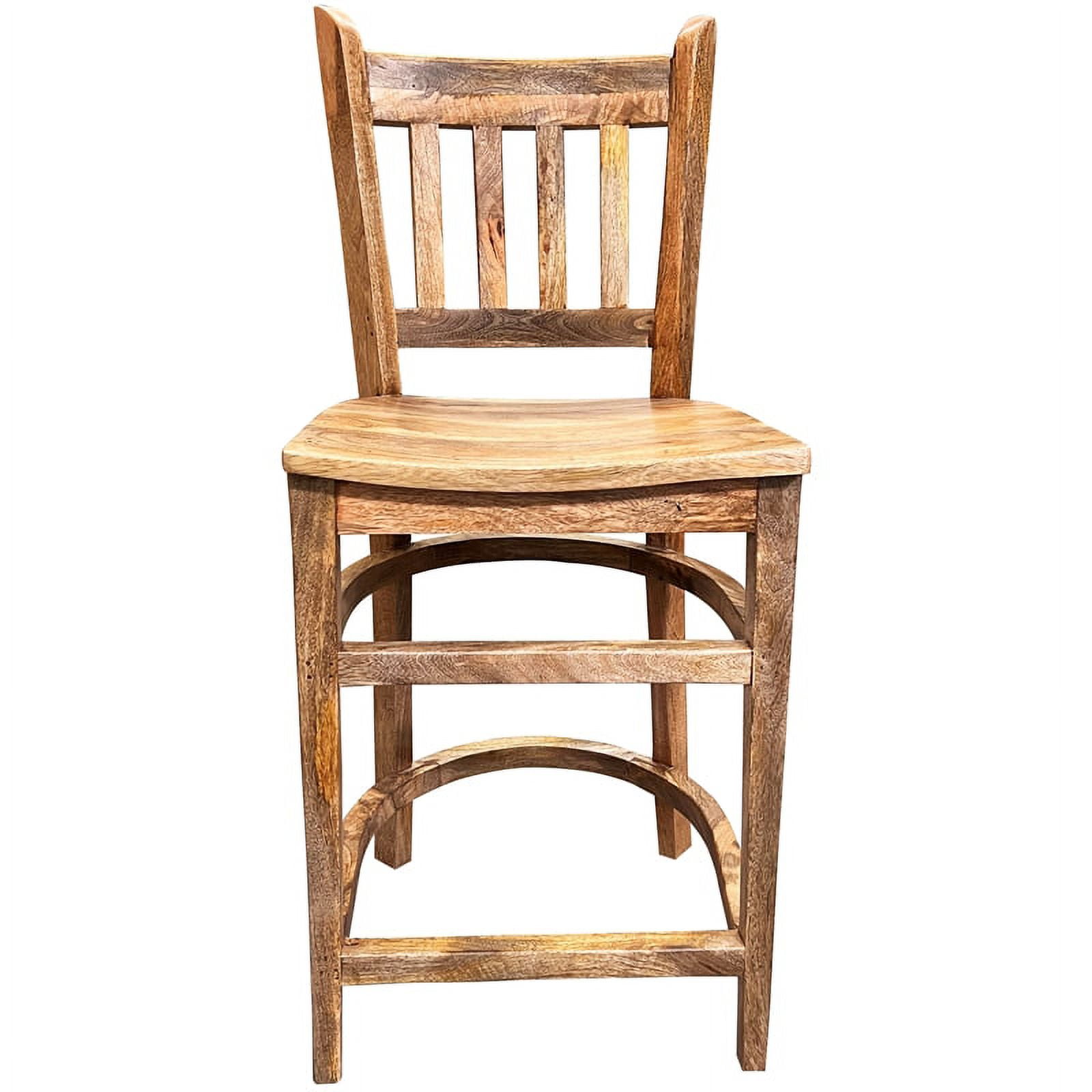 Rustic Homes 28" Slat Back Mango Solid Wood Bar Height Stool in Natural ...