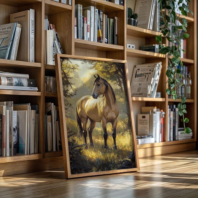 Rustic Horse Canvas Wall Art – Western Buckskin Horse Painting in ...
