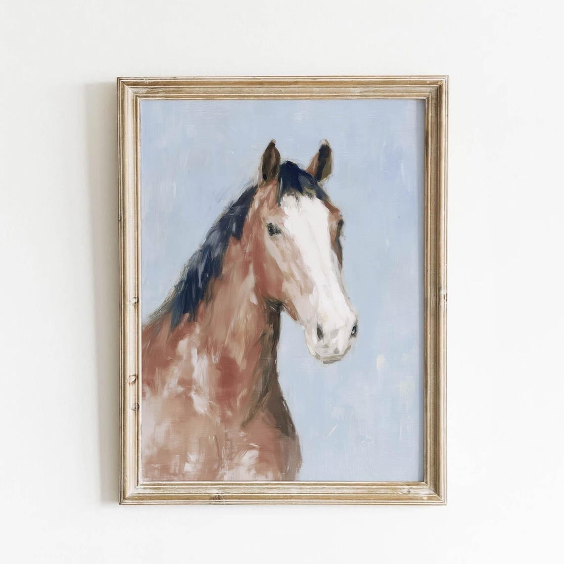 Rustic Horse Portrait Neutral Farmhouse Cozy Equestrian Decor Calming ...